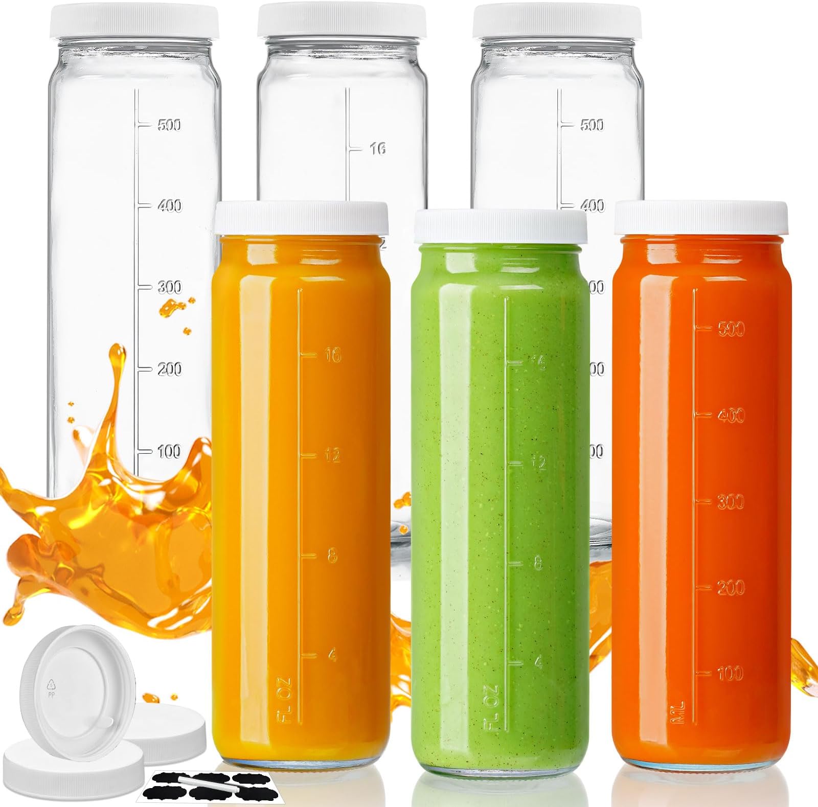 Amazon.com: Ritayedet 6 Pack 20 Oz Travel Glass Drinking Bottles Jars ...