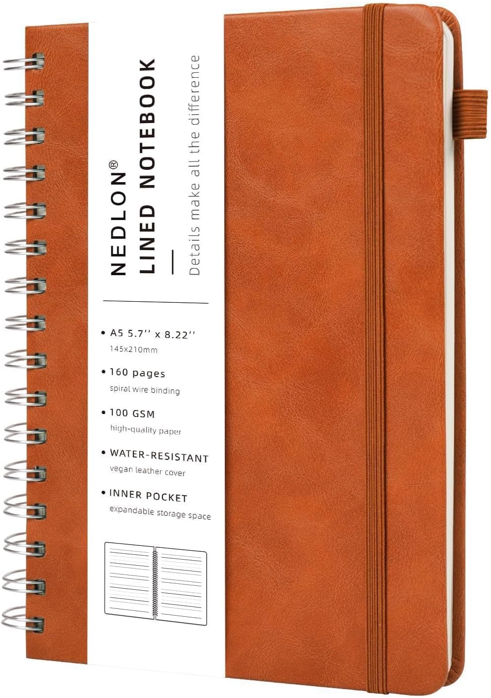 Lined Spiral Notebook Journal for Women Men 200 Pages A5 College Ruled ...