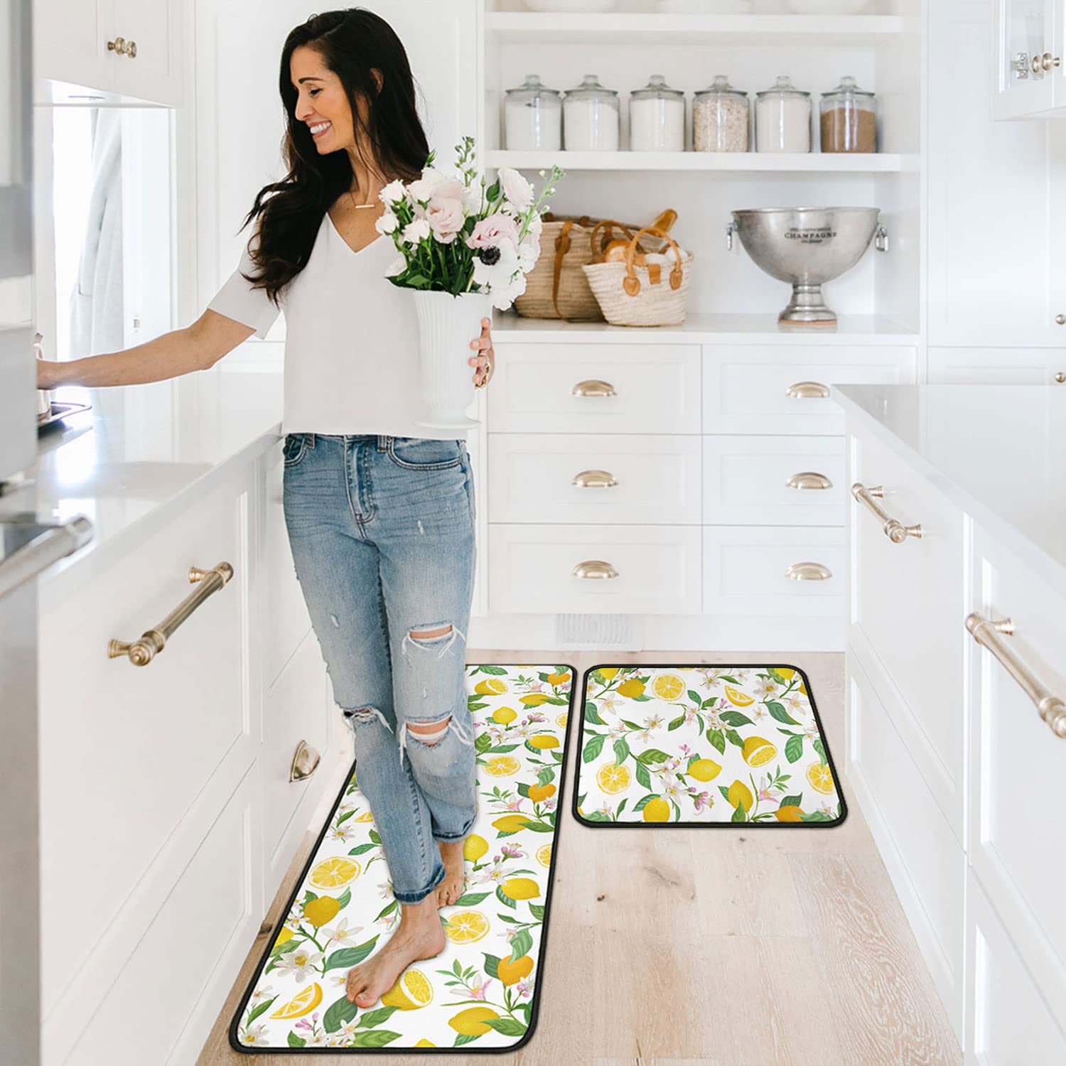 OUXIOAZ Lemon Kitchen Rugs and Mats Non Skid Washable Absorbent ...