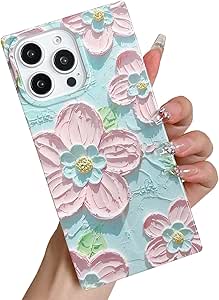 Amazon.com: KERZZIL Elegent Girly 3D Flower Compatible with iPhone 14 Pro Max Rectangle Edge ...