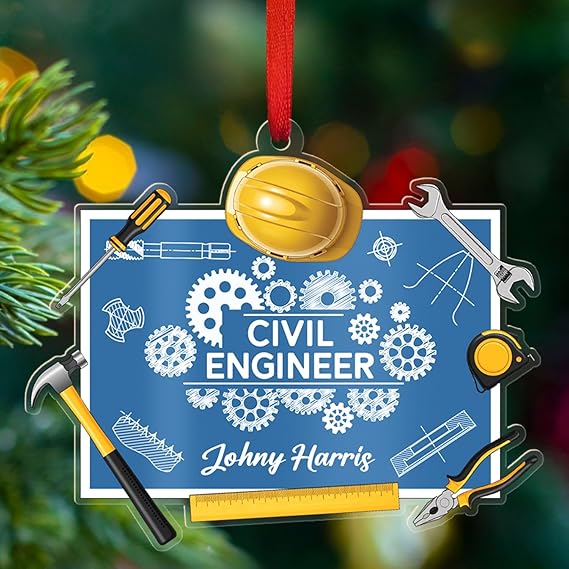 Amazon.com: Customized Name Civil Engineer Acrylic Christmas Ornament ...