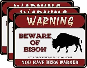 Amazon.com: BAIWIFE Beware of Bison Sign 3Pcs, Warning Signs of Metal 8 ...