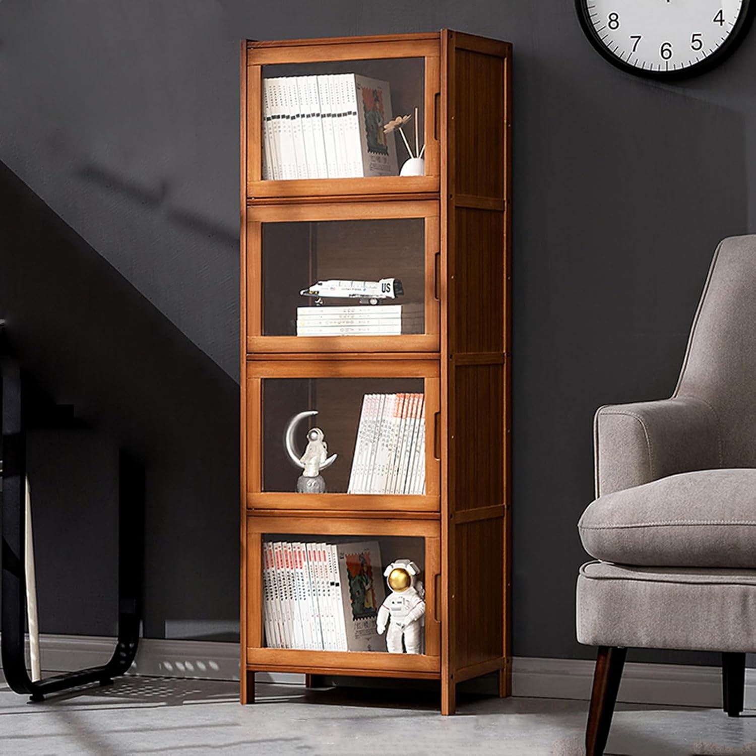 Amazon.com: EKDJSN Brown Display Cabinet, Independent Single Door ...