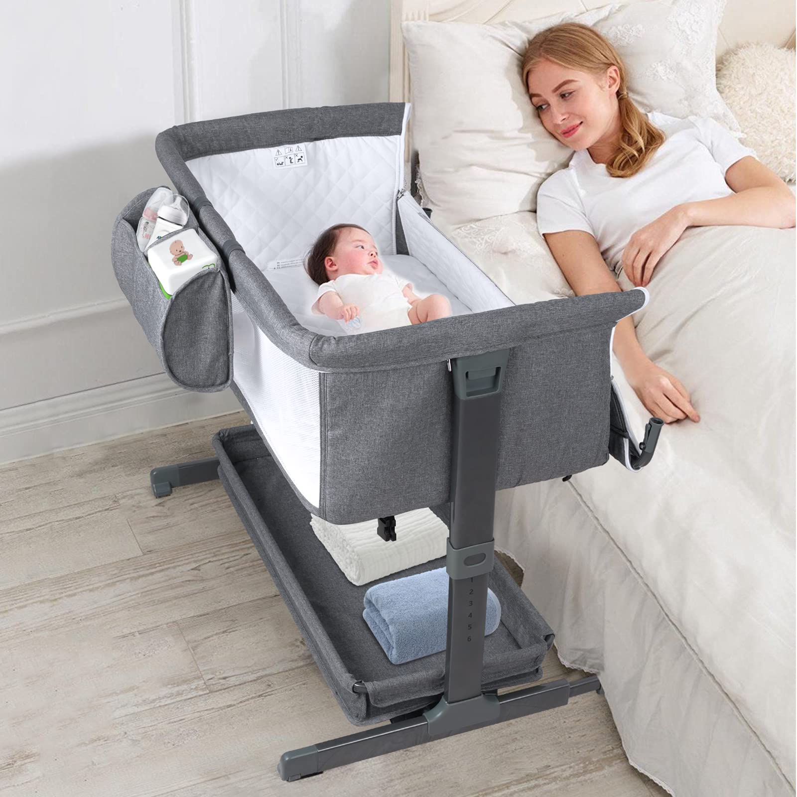 SURPCOS Baby Bassinet, Bedside Bassinet for Baby, Baby Cradle with ...