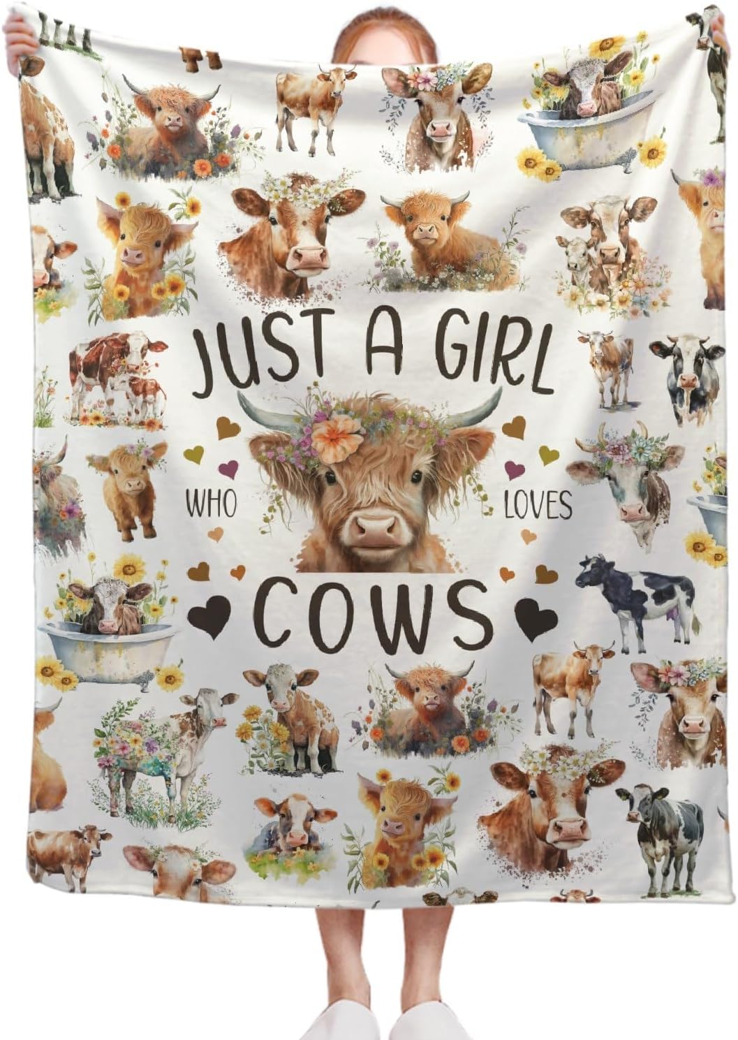 Amazon.com: Cattle Blanket, Just A Girl Who Loves Cows 40 x 50 Inch ...