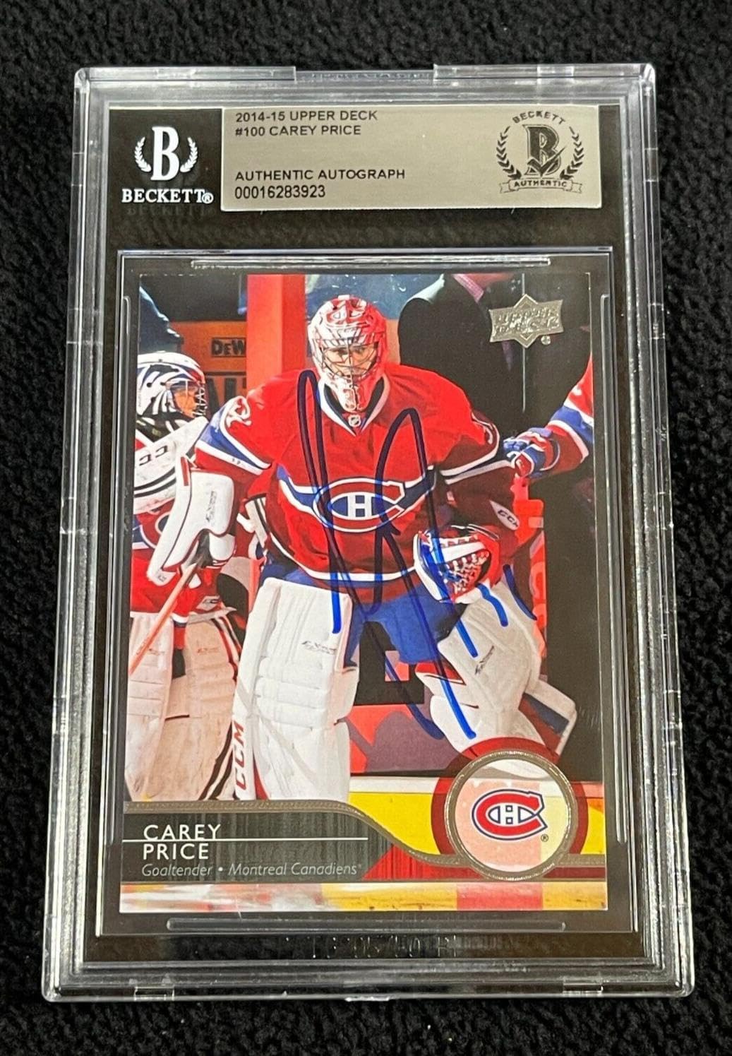 Amazon.com: Carey Price Signed 2014/15 Upper Deck Card #100 BAS ...