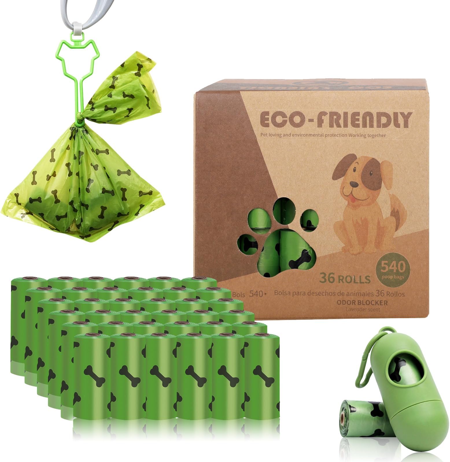 MCSWKEY Bolsas Caca Perro, 540 Bolsas de Perro Biodegradables en 36 ...
