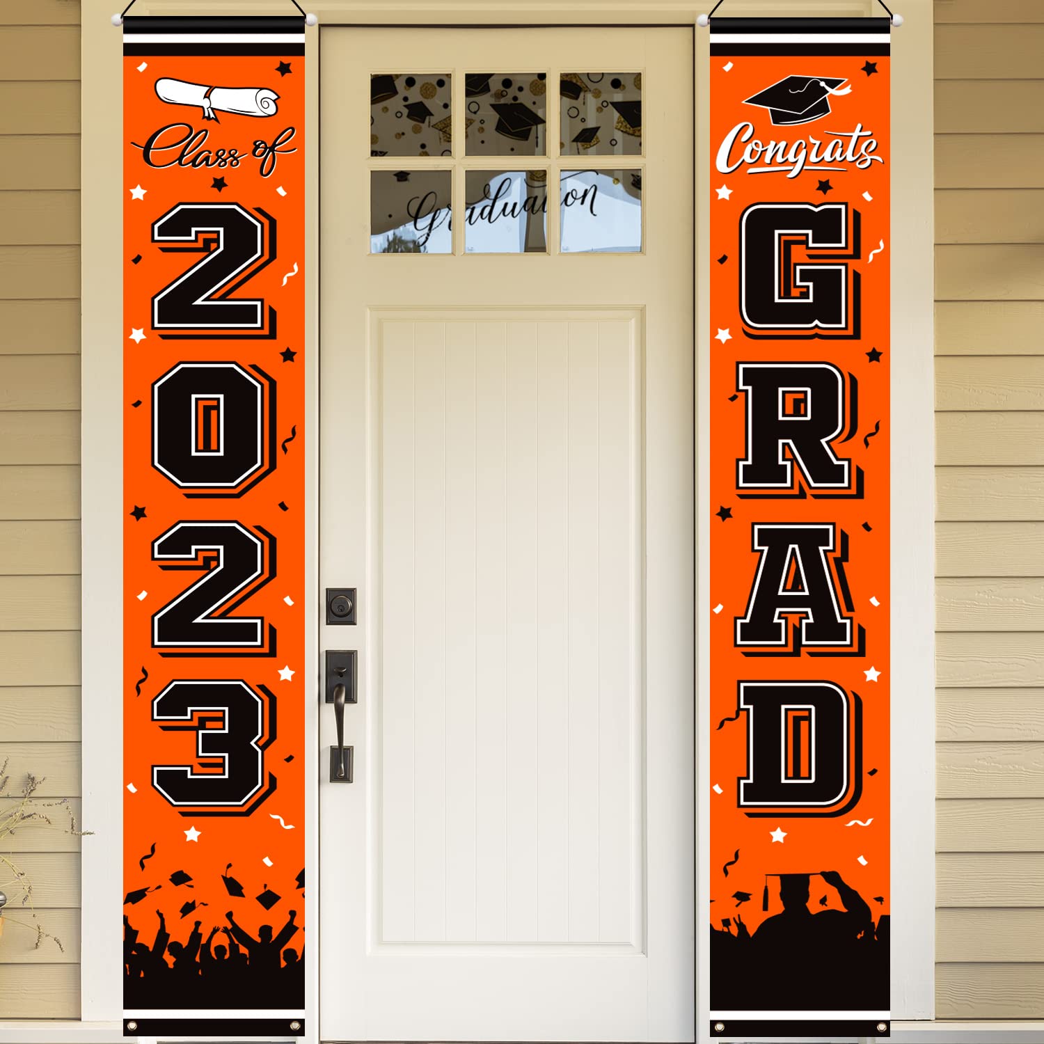 2024 Graduation Party Decorations Porch Sign Banner Orange Large ...