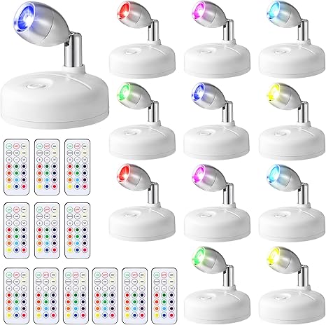 Tuanse 12 luces LED RGB que funcionan con pilas, 13 colores, regulables ...