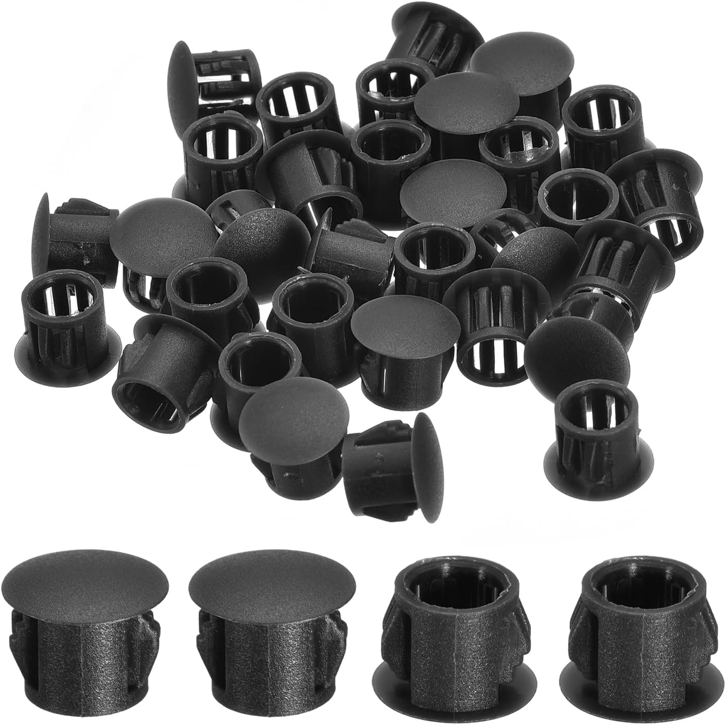 uxcell 38Pcs 10mm(3/8") Nylon Hole Plugs, Flush Type Panel Round Snap ...