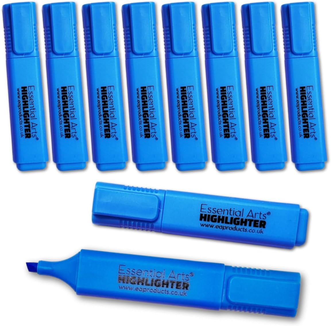 Essential Arts Square Blue Highlighter Pen Pack of 10 | Chisel Tip ...
