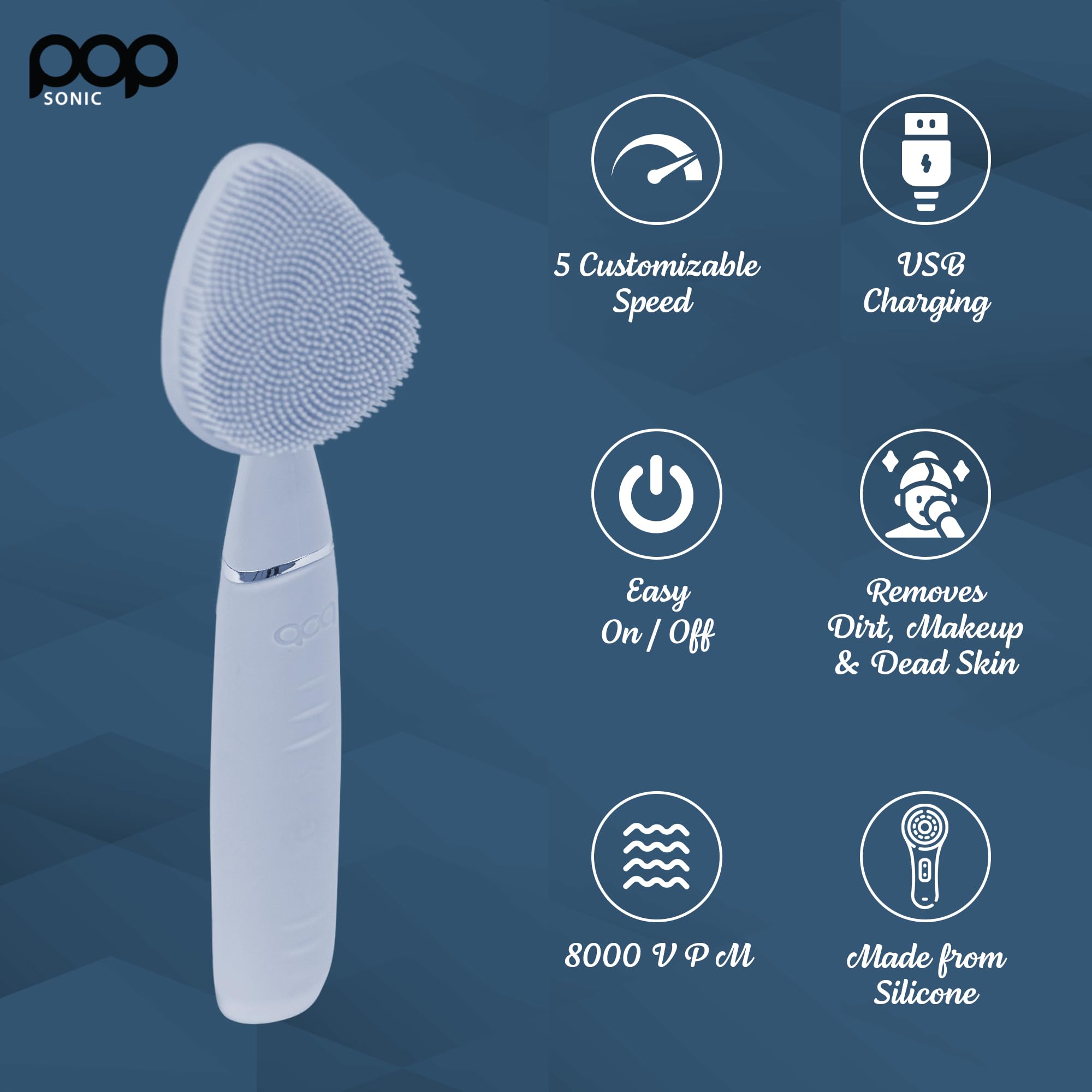Pop Sonic Clover Facial Cleansing Device- Silicone Pore Cleaning Tool w ...