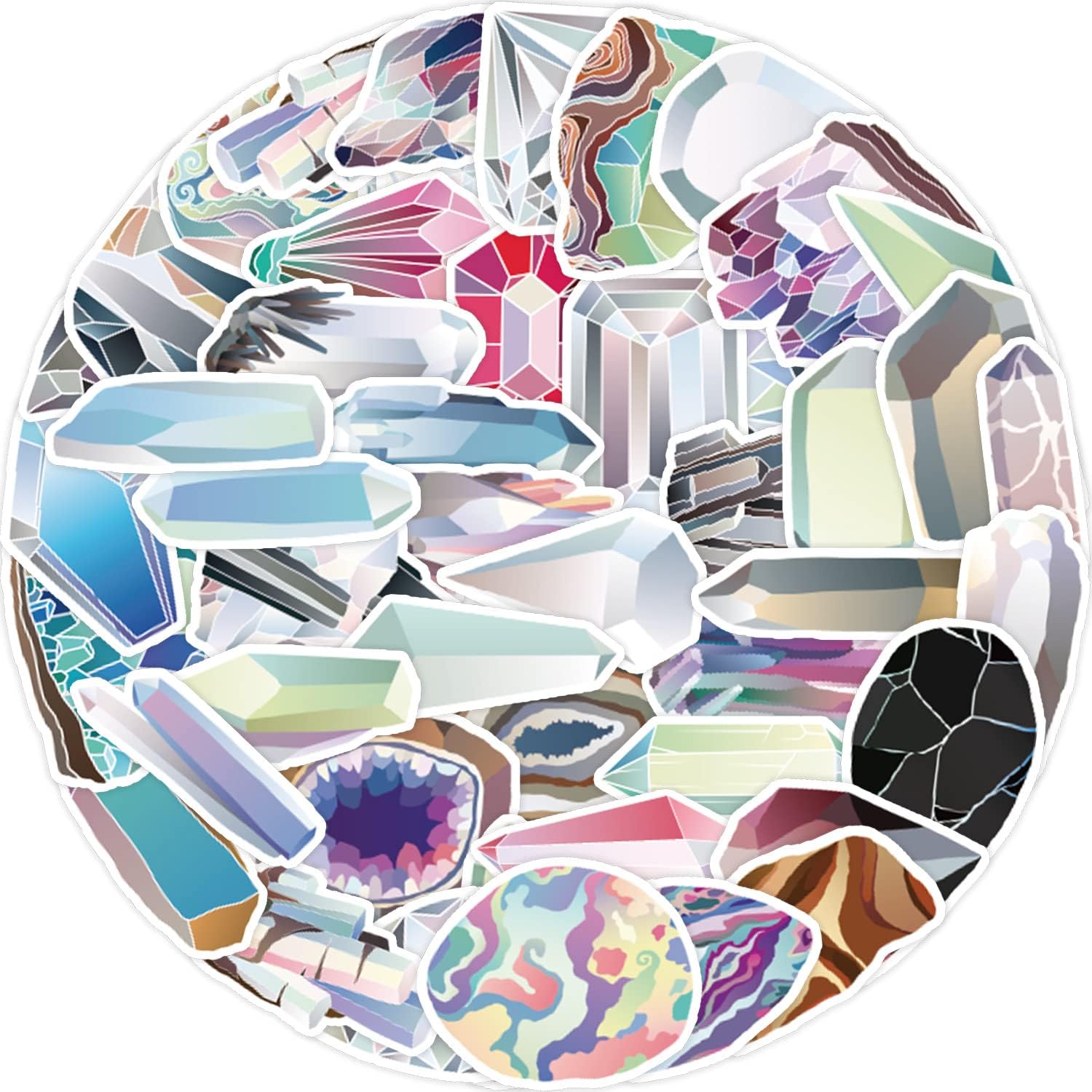 Amazon.com: Crystal Stone Stickers 50Pcs Water Bottles Stickers for ...