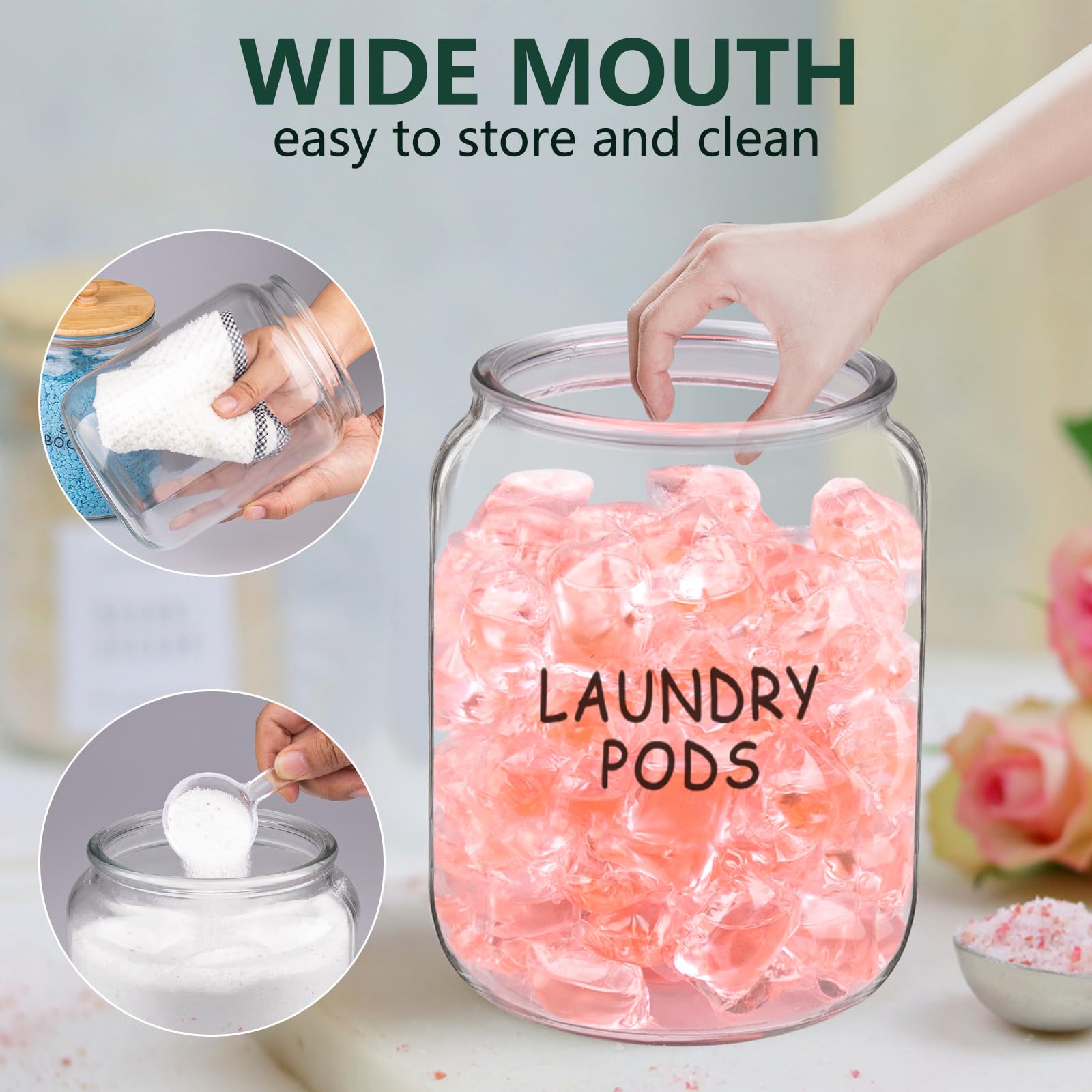 Snapklik.com : OKPOW Glass Laundry Detergent Pods Container: Laundry ...