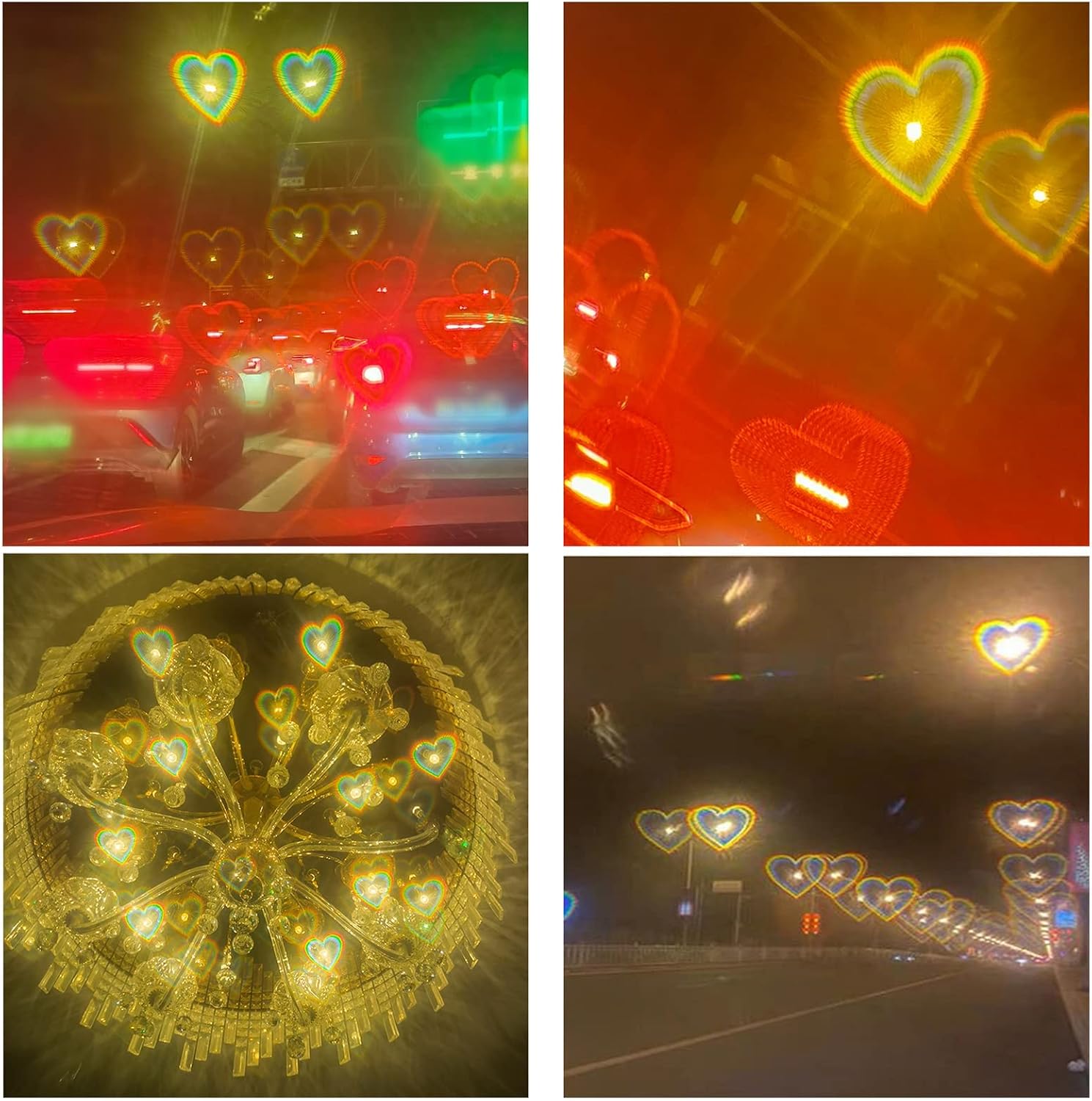 2Pcs Heart Effect Diffraction Glasses, 3D Heart Sunglasses with Heart Effects, Glasses Turn ...