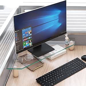 Amazon.com: Kunovo Tempered Glass Triangle Monitor Stand, Ergonomic ...