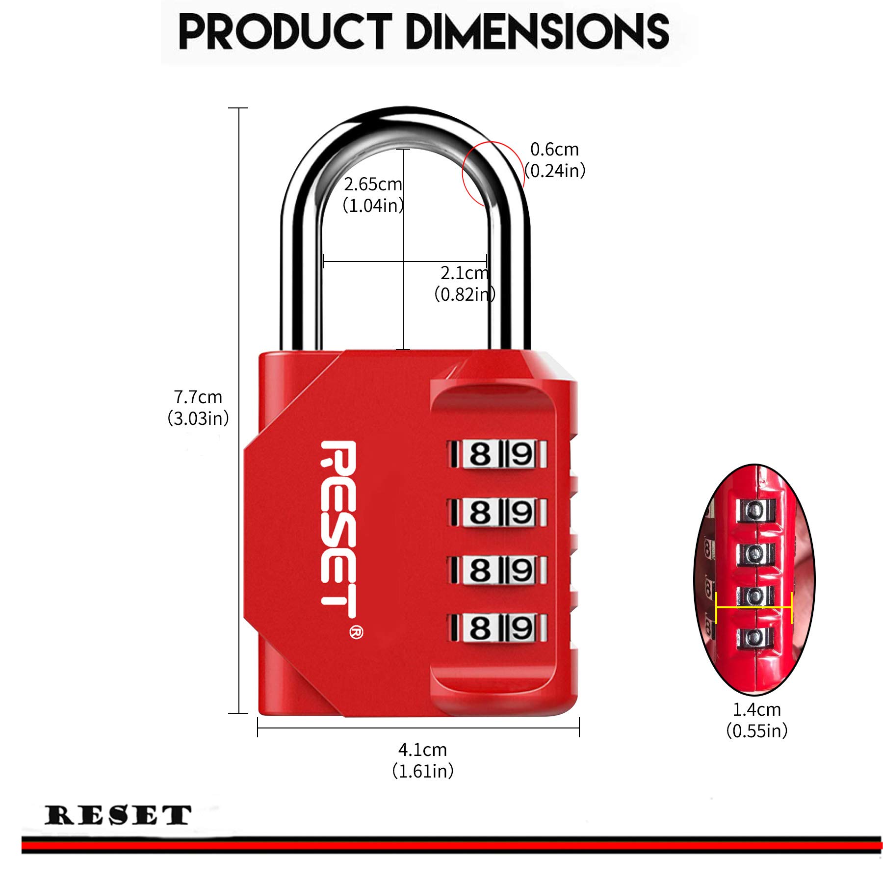 RESET-060 4 Digit Combination Lock,Outdoor Padlock,Indoor Padlock for ...