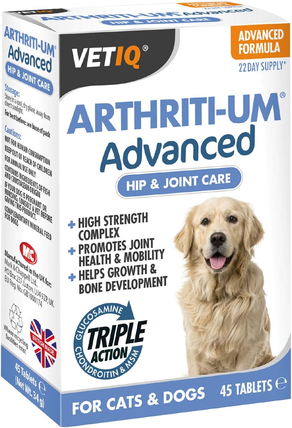 VetIQ Arthriti-Um Advanced Hip & Joint Care, 45 Tablets, Dog & Cat ...