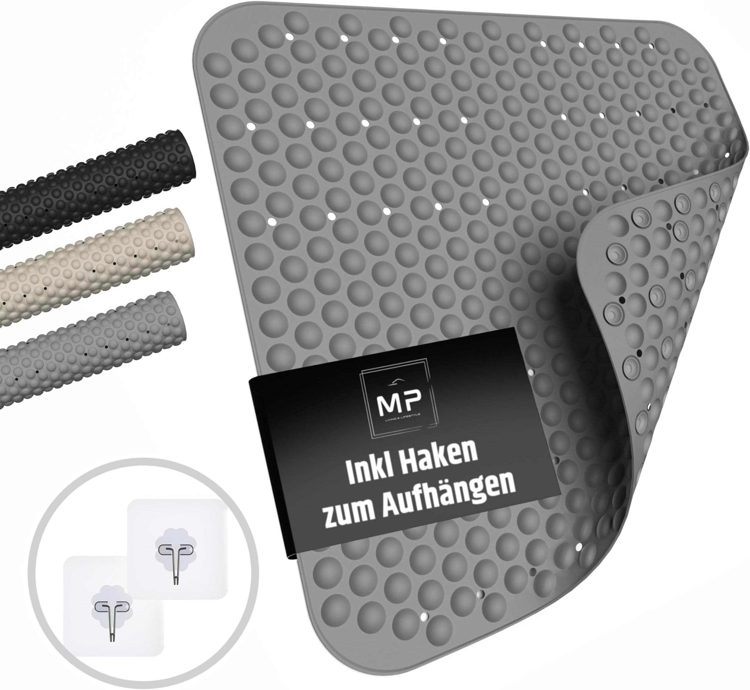 Venuso Quadratische Duschmatten, rutschfest, Anti-Schimmel, Gummi ...