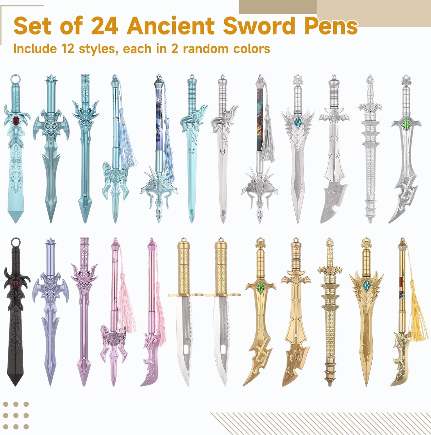 Anjetan Ancient Sword – 24 bolígrafos de tinta de gel con forma de ...
