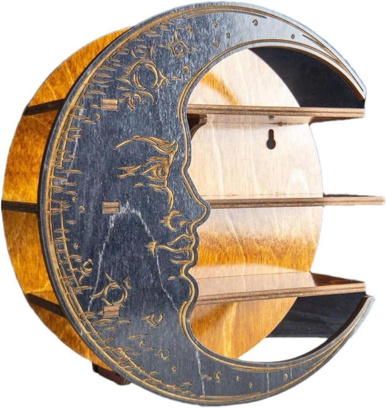 Wooden Floating Shelves Wall Mounted Rack Moon Phase Shelf Wood Wall ...