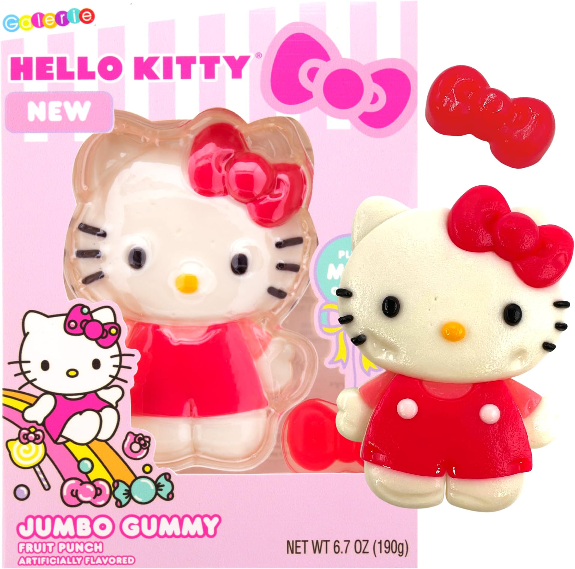 Amazon.com : Hello Kitty Gummy Candy Character, Large Fruit Flavored ...