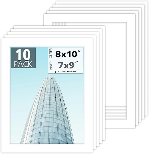 Amazon.com: MBC MAT BOARD CENTER, Pack of 10, 8x10 White Photo Mat for ...