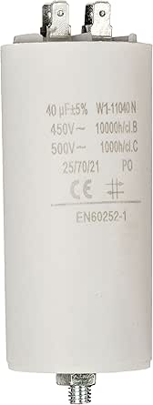 EN60252-1 Electric Motor Capacitor 40 μF +/-5% 450 V with Terminals ...
