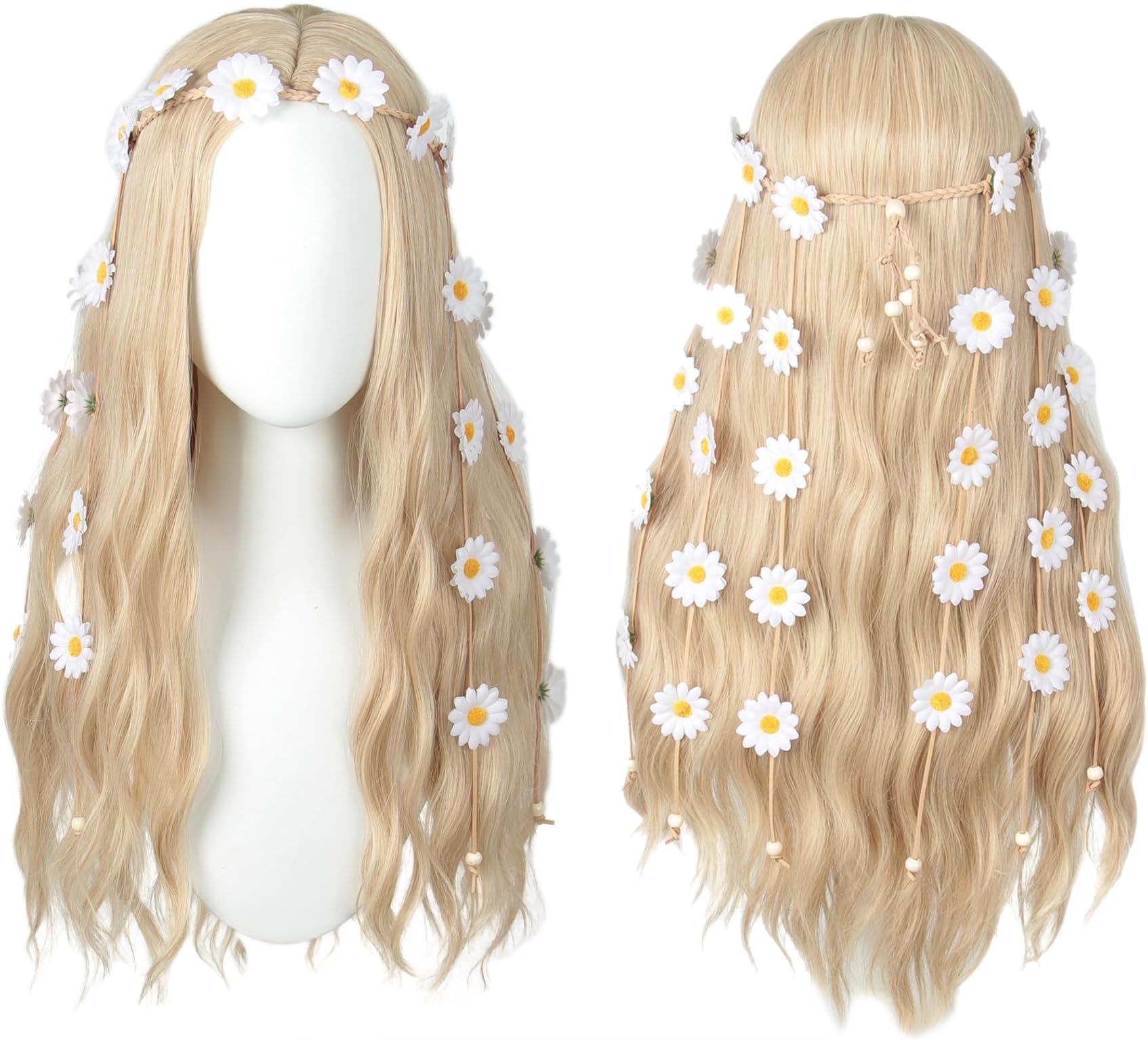 Amazon.com: Linfairy Long Wavy Hippie Wigs for Women 70s Halloween ...