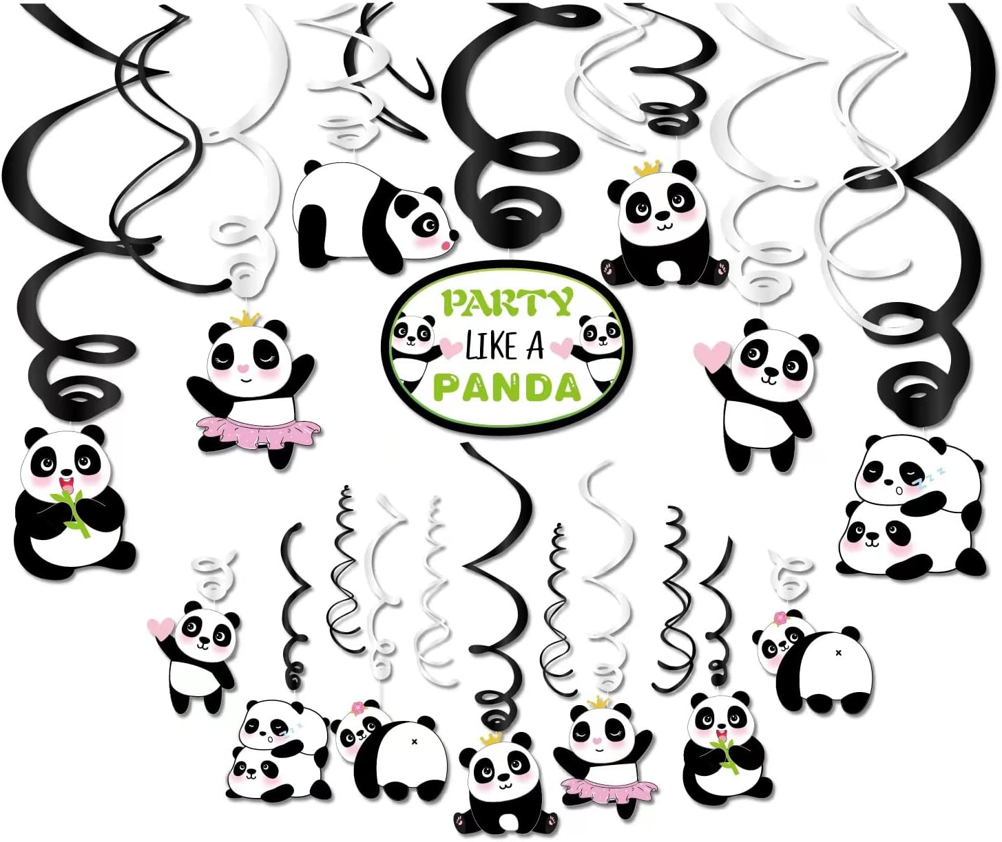 Amazon.com: 30CT Panda Hanging Swirl Decorations, Cute Panda Bear ...