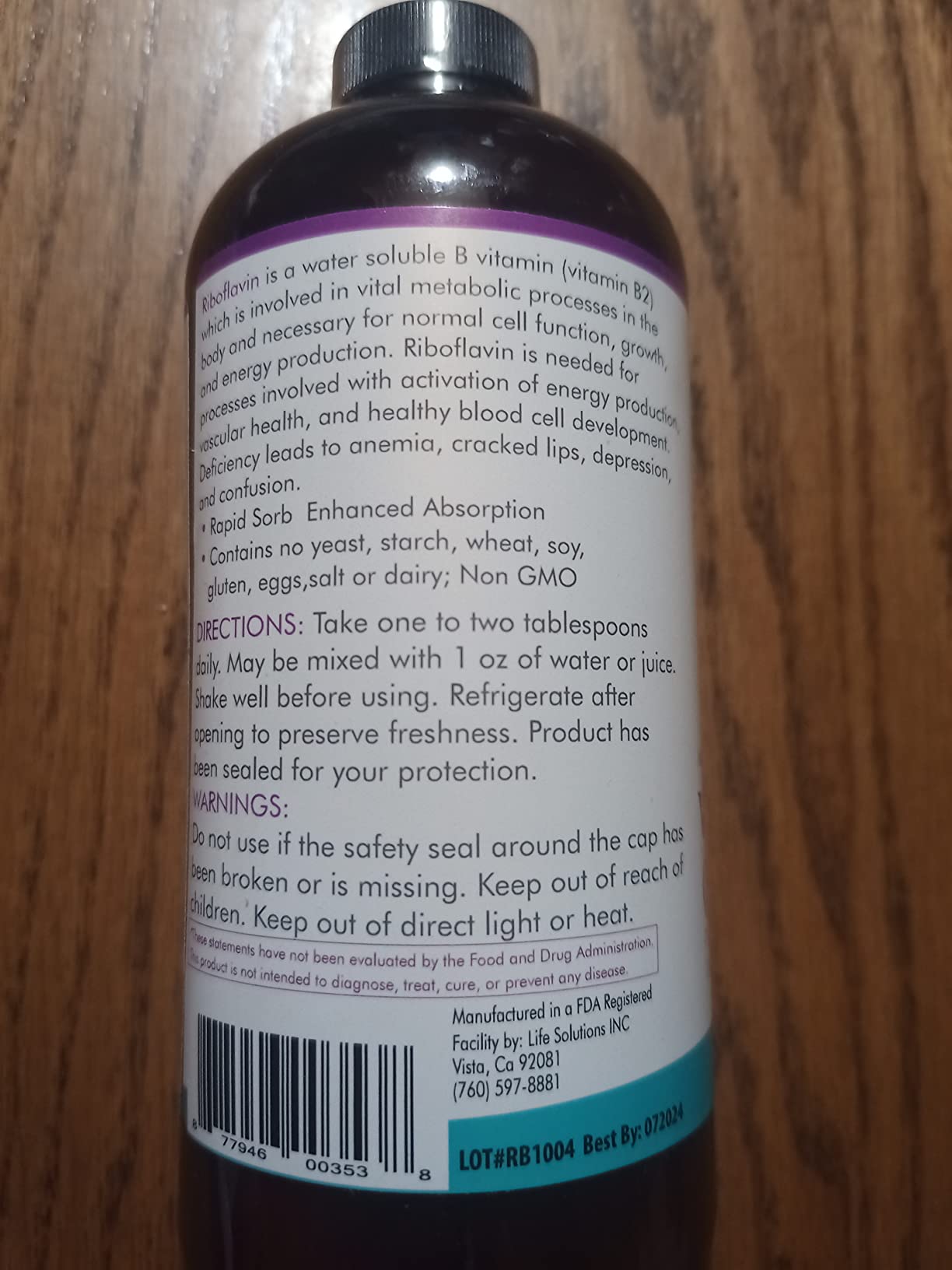 Amazon.com: Life Solutions Vitamin B2 - Liquid Dietary Supplement with ...