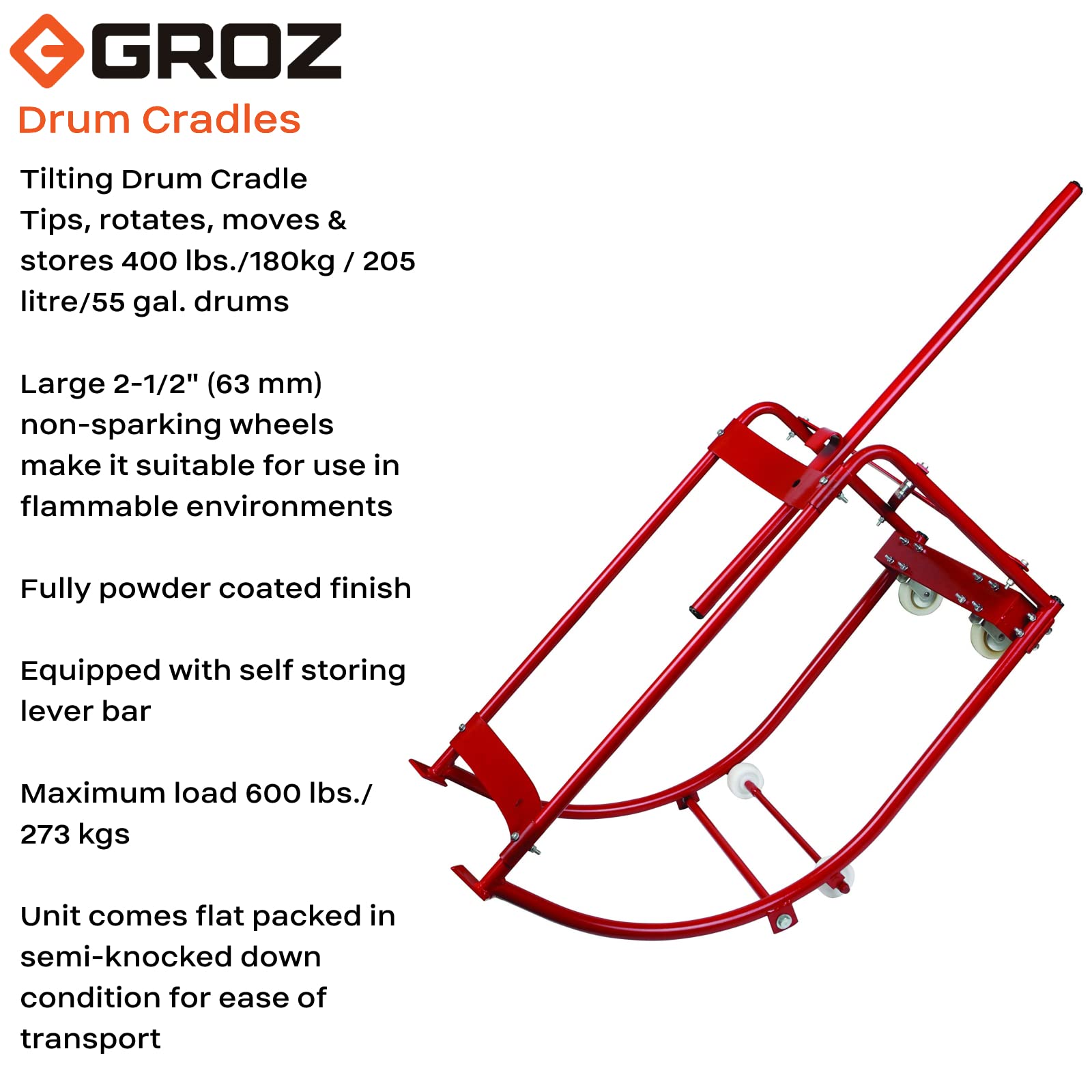 Snapklik.com : Groz Tilting 55-Gallon Movable Drum Cradle 600-pound ...