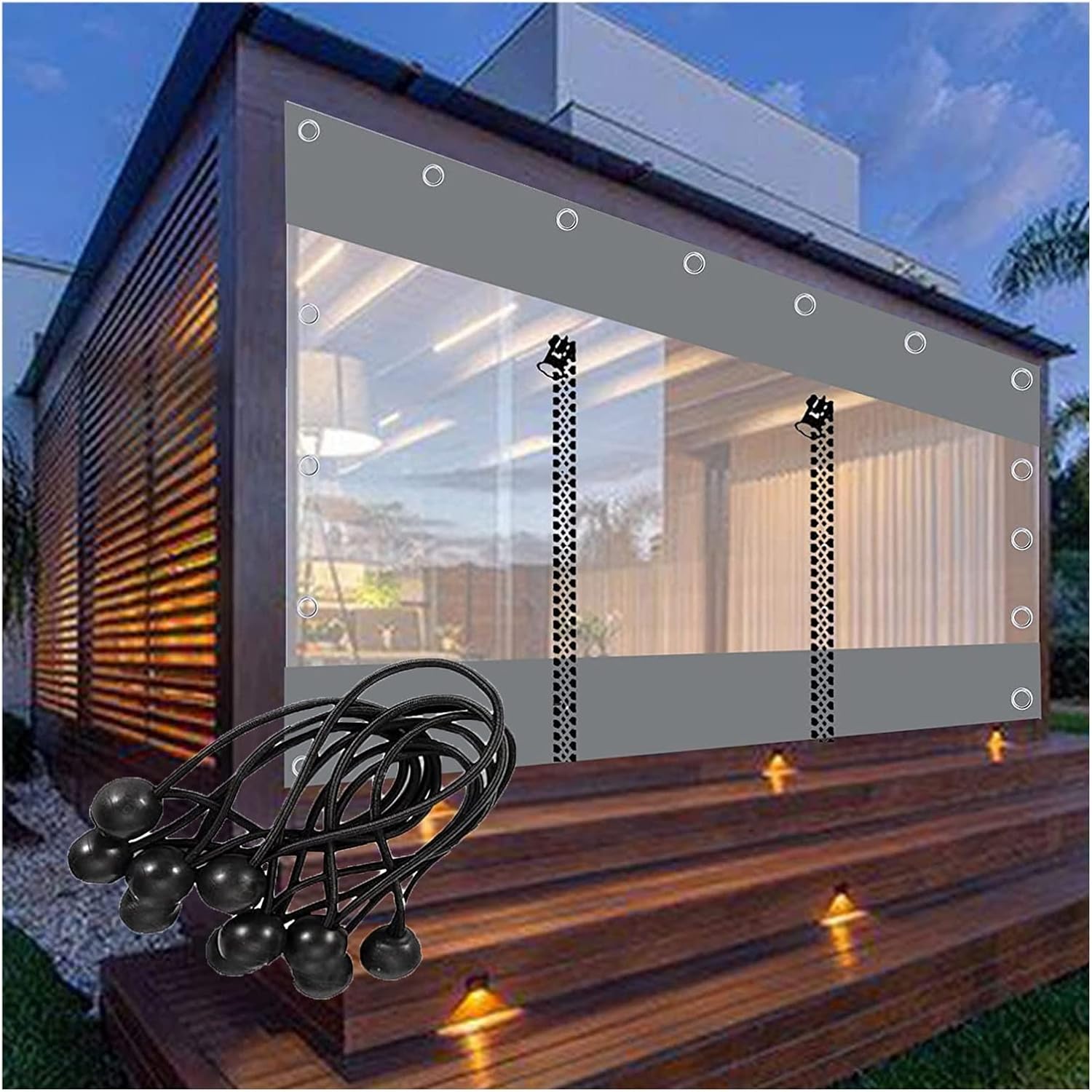 Outdoor Curtain with Zipper Waterproof Transparent Tarpaulin Garden ...