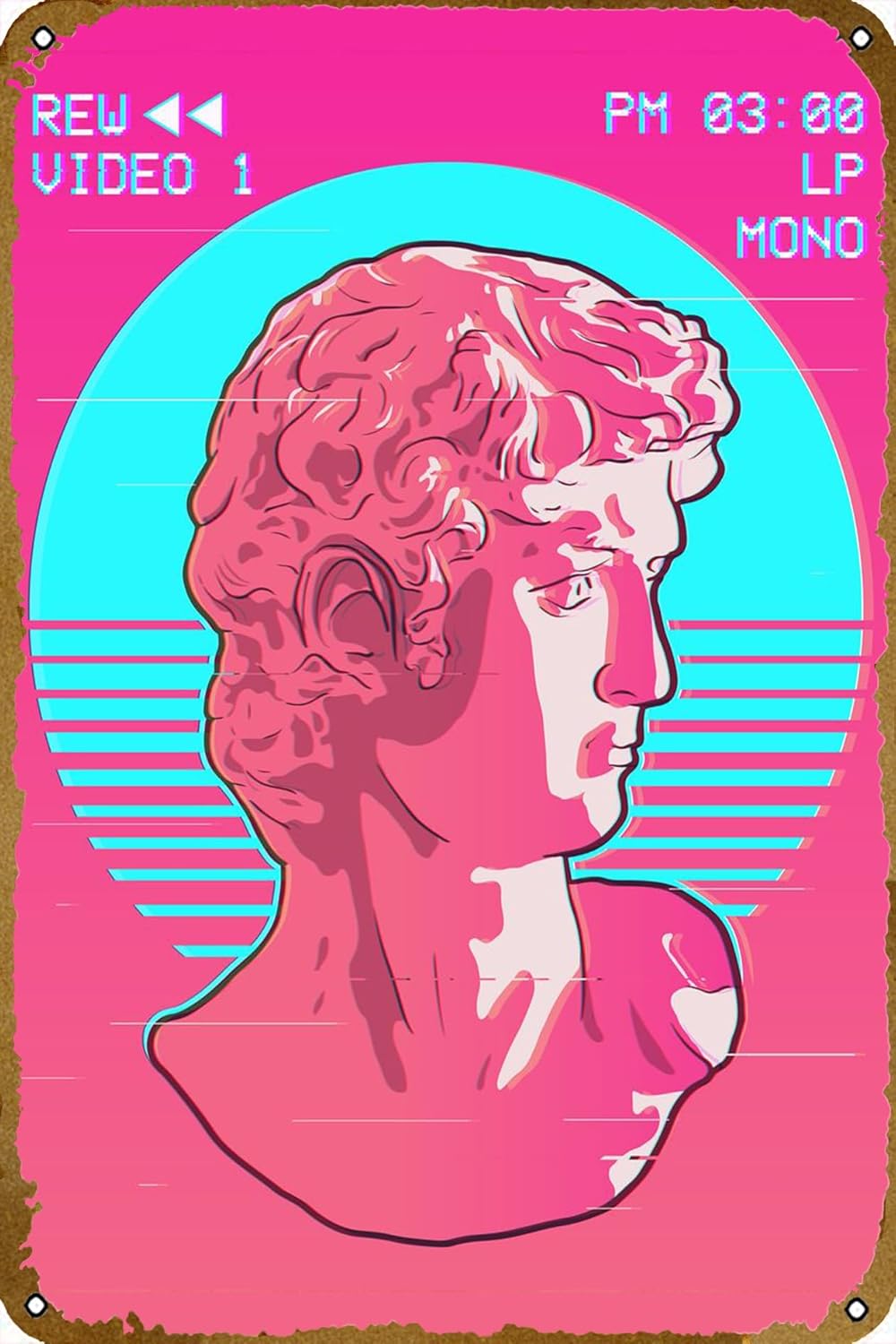 Amazon.com: David Statue Vaporwave Animation characters Metal Tin Signs ...