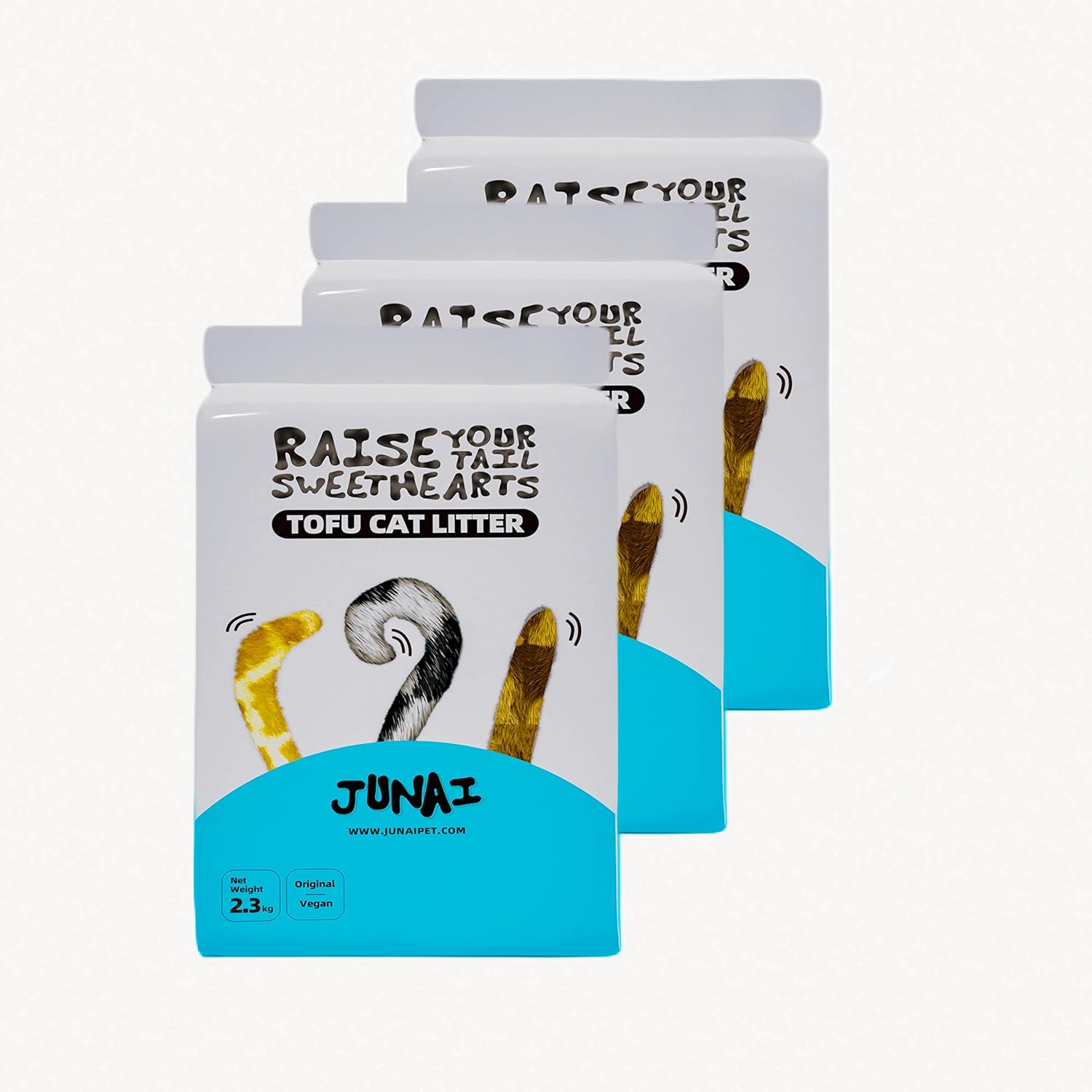 JUNAI Tofu Cat Litter 3 Packs(2.3kg x 3), 18L Original Clumping Cat Litter Pellet Natural Vegan ...
