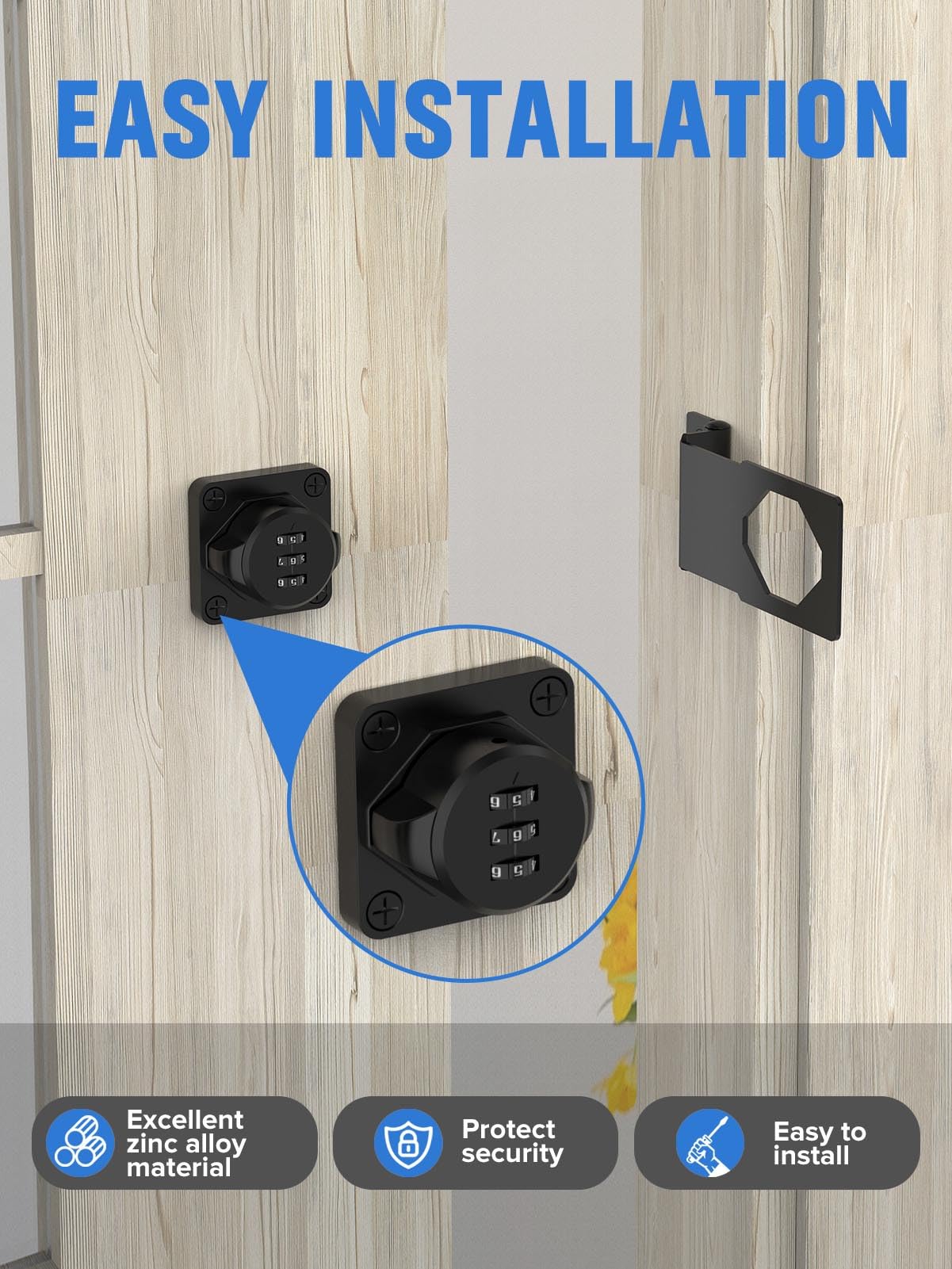 Drawer Lock Double Hinge Cabinet Password Hasp Lock Zinc Alloy Cabinet ...