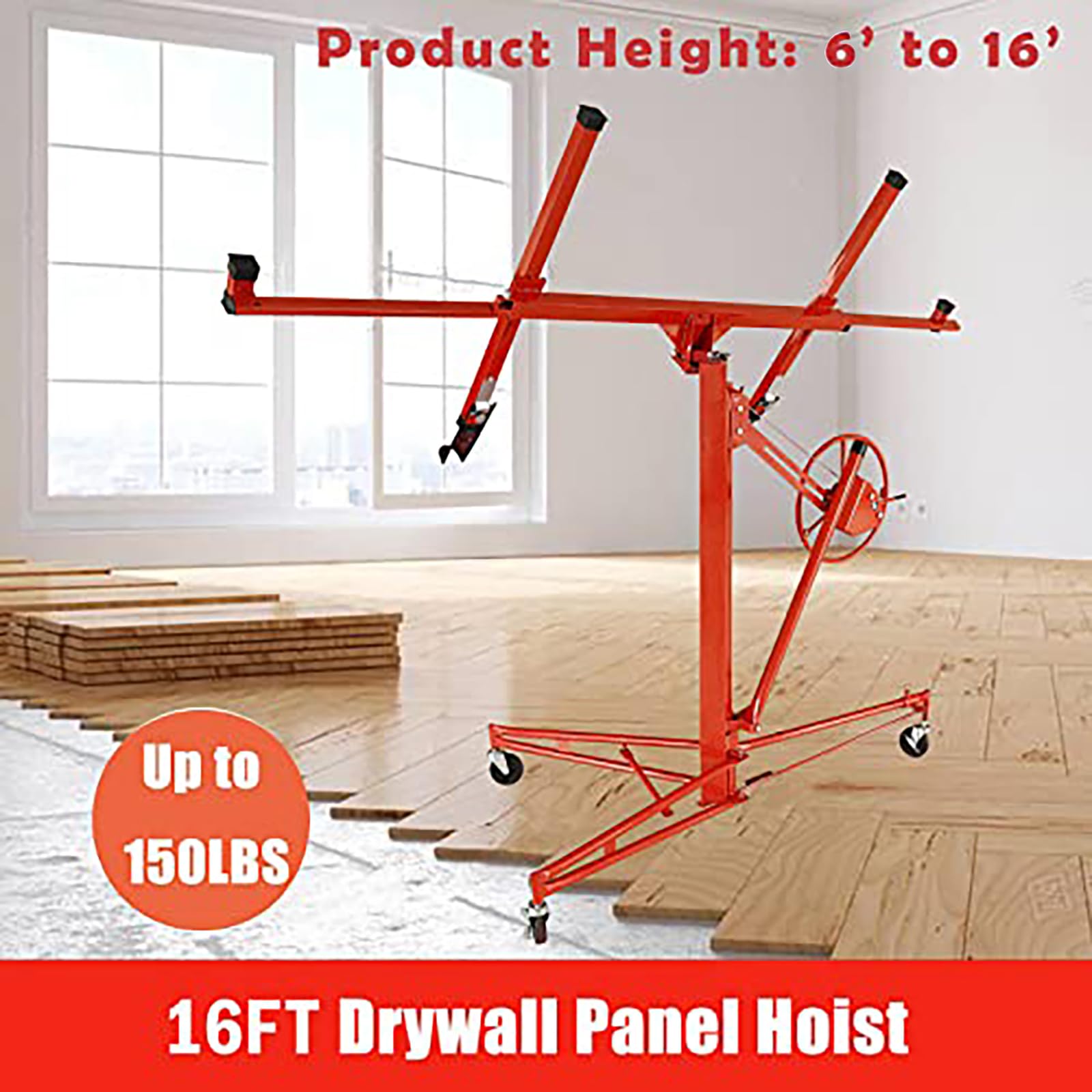 Snapklik.com : 16FT Drywall Lifter Panel Hoist Dry Wall Rolling Caster ...
