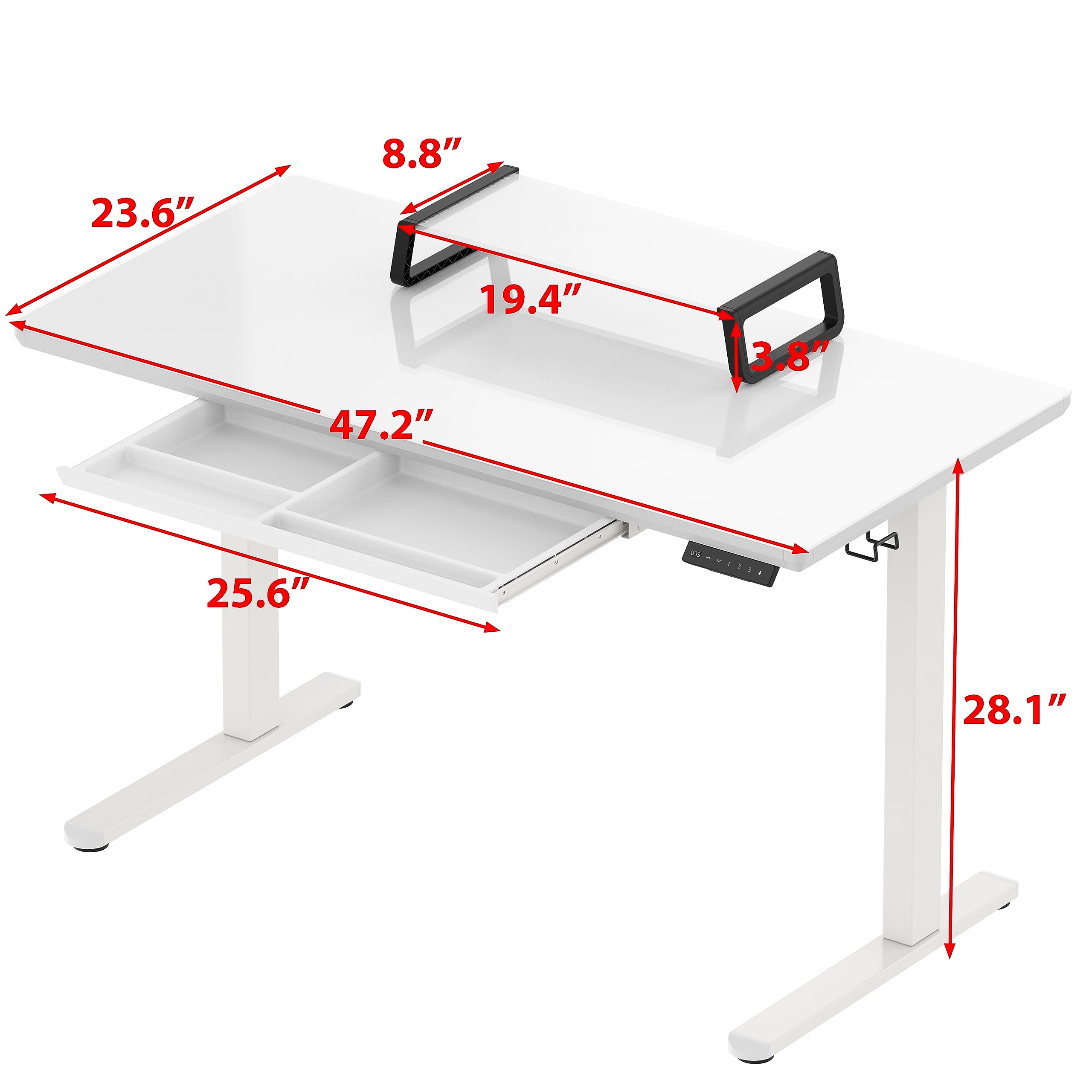 Snapklik.com : SHW 48x24 Glass Electric Height Adjustable Standing Desk ...