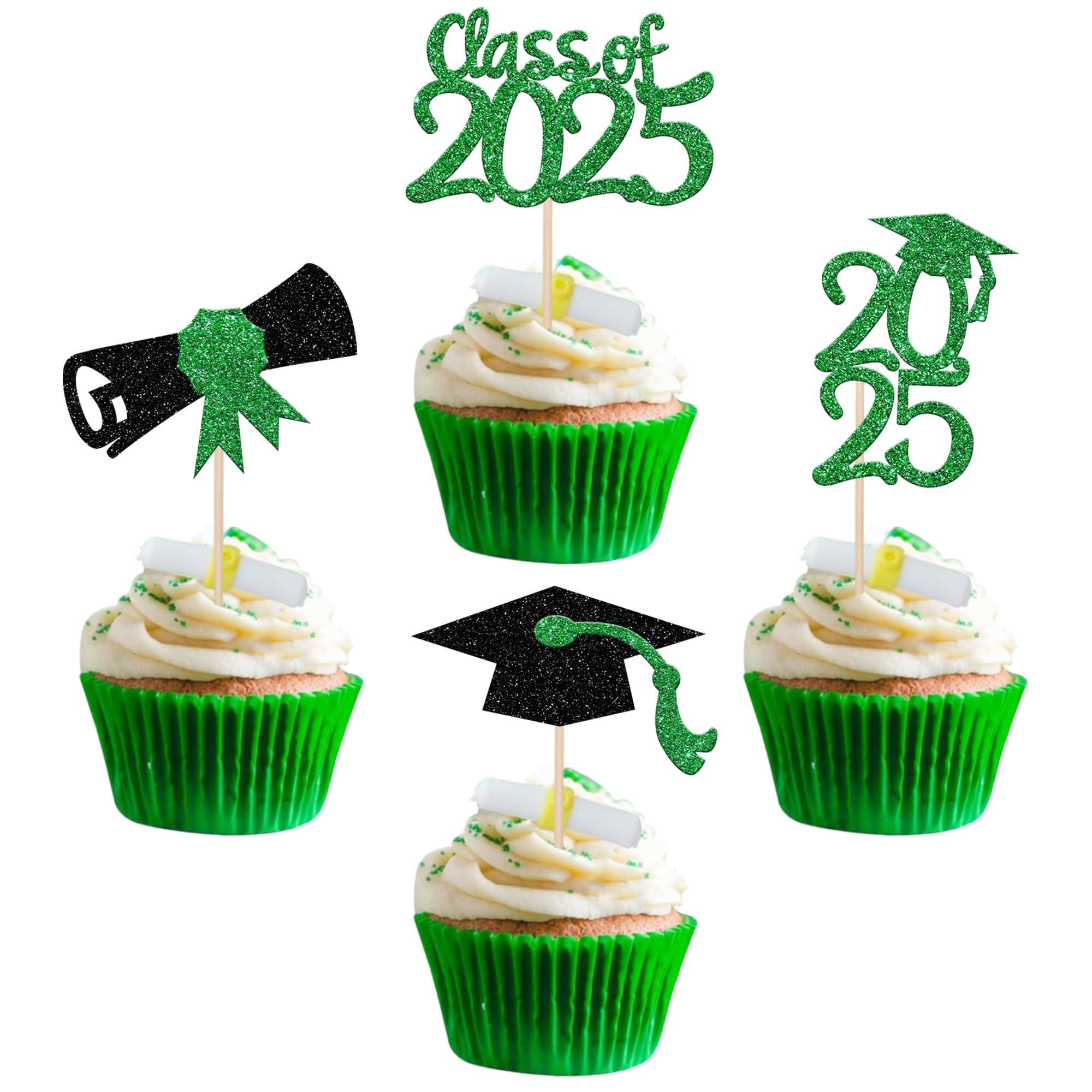 Snapklik.com : 36 PCS Class Of 2025 Graduation Cupcake Toppers