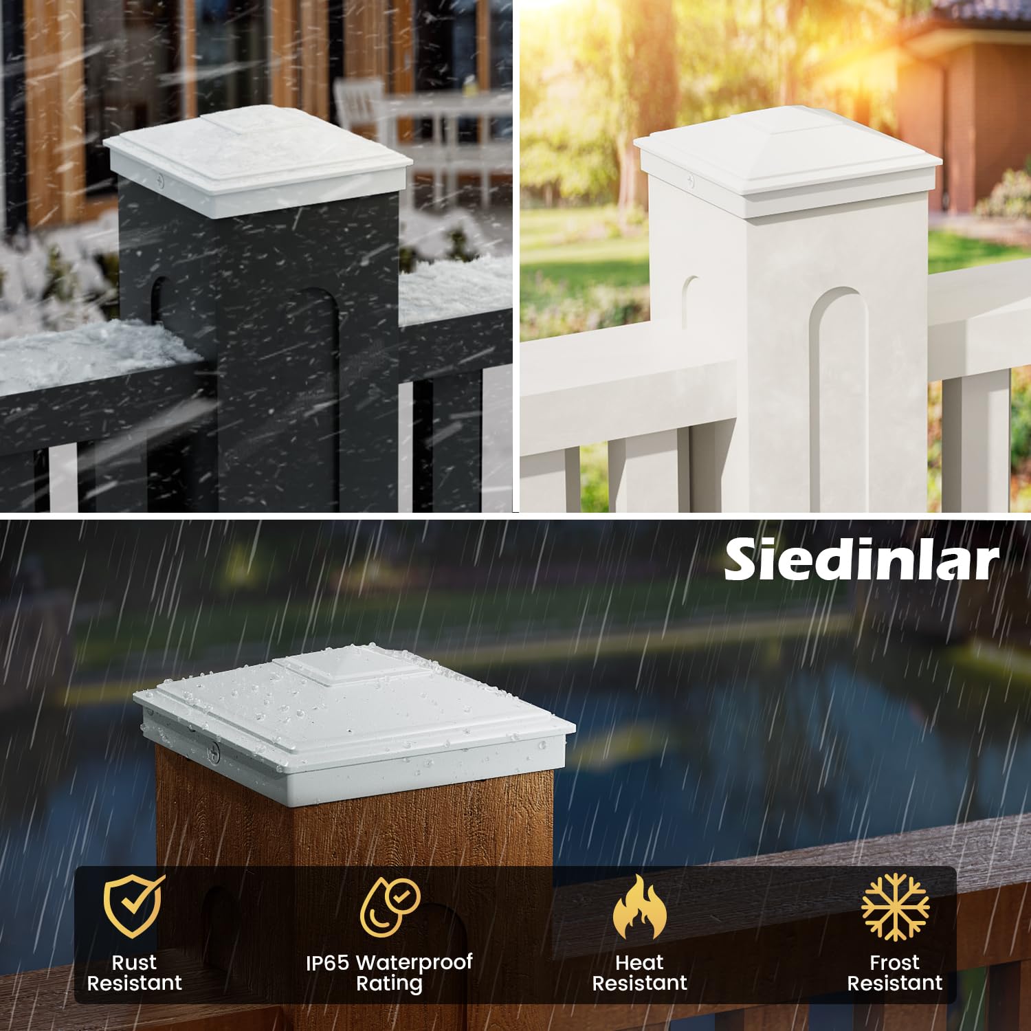 Snapklik.com : SIEDiNLAR 5x5 Pyramid Post Caps Outdoor Waterproof 5X5 ...