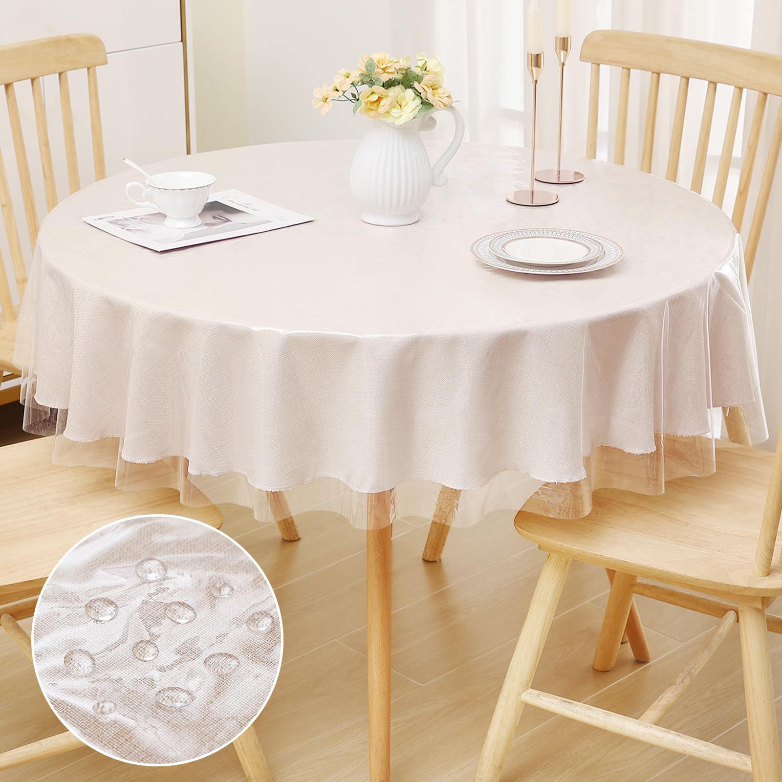 Snapklik.com : Smiry Round Clear Table Cloth 60 Inch, Waterproof ...