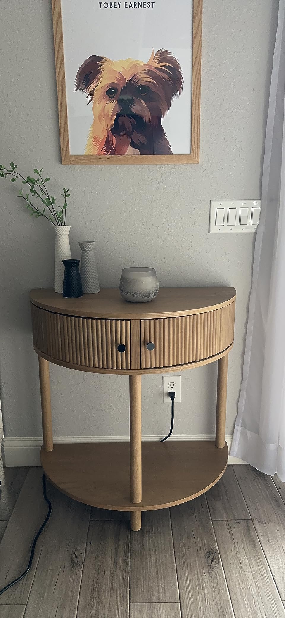 $42/mo - Finance Fluted Half Moon Console Table - Small Entry Table ...