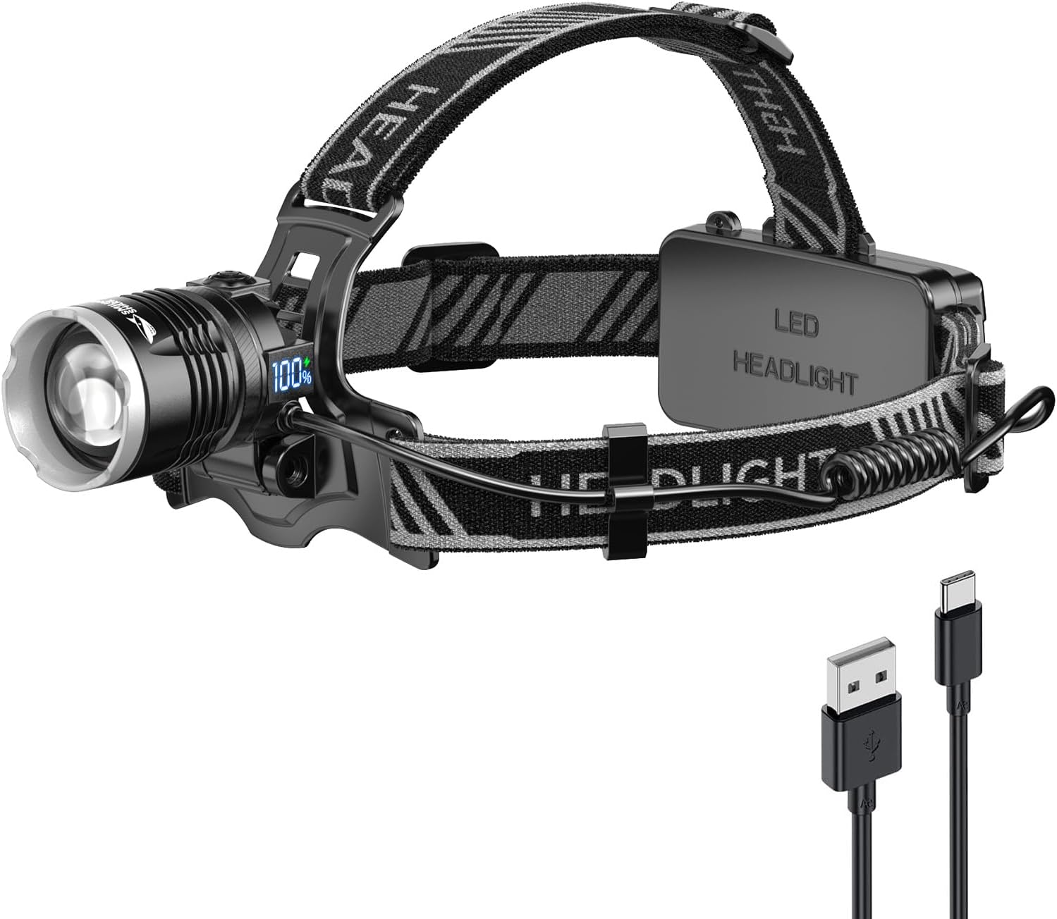 Amazon.com: Smiling Shark Head Lamp, USB Rechargeable LED Headlamp 4400 ...