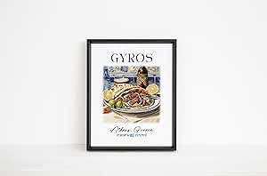 Amazon.com: GYROS Poster, Athens Greece Wall Art, Culinary Print ...