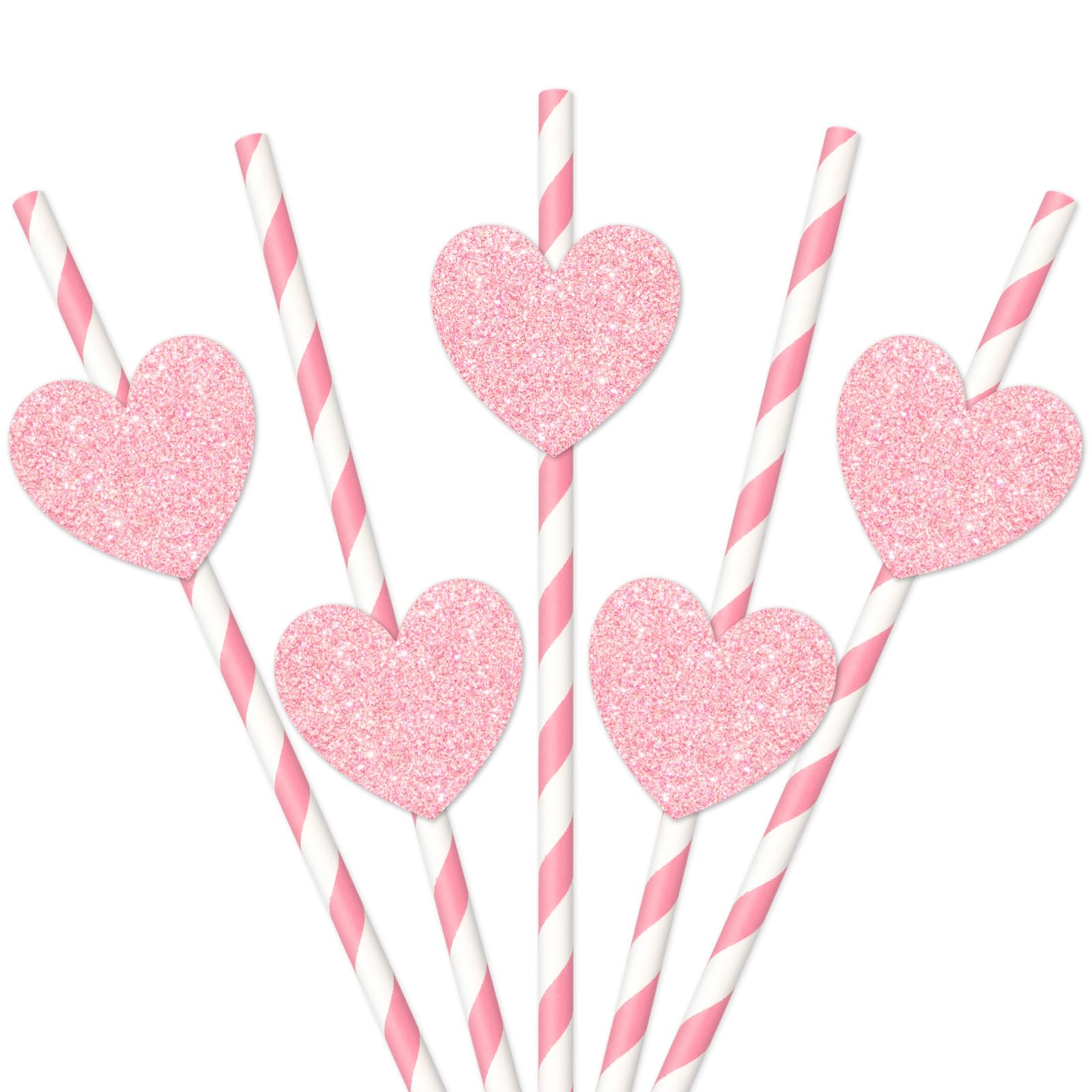 Amazon.com: Whaline 60Pcs Valentine's Day Paper Straws Pink Striped ...