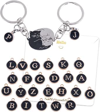 Amazon.com: 2pcs Cat Matching Keychains for Couples & BFFs, Double ...