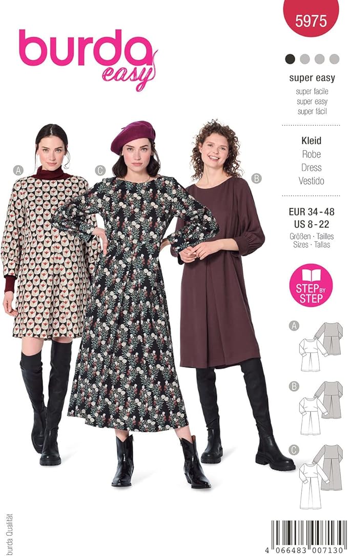 burda style Schnittmuster, 5975, Kleid selber nähen [Damen, Gr. 34 - 48 ...