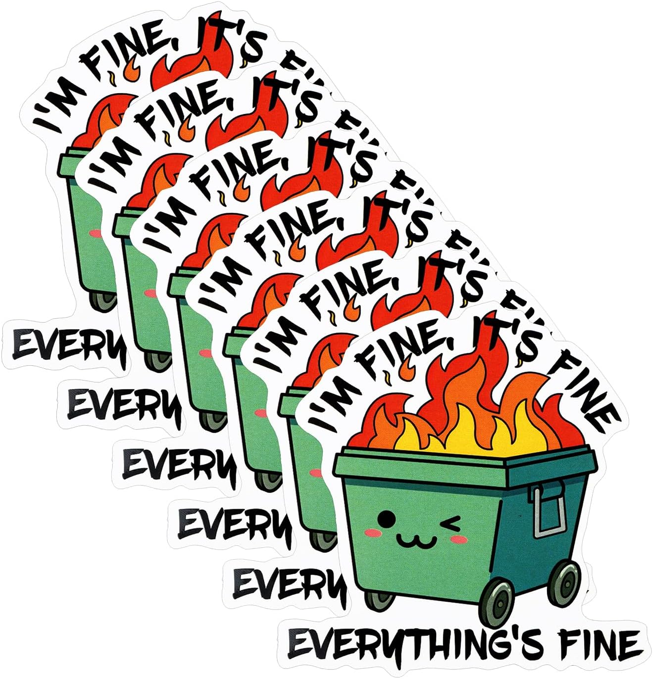 Amazon.com: 6pcs Funny Dumpster Fire Stickers, 3x3 Inch I'm Fine It's ...