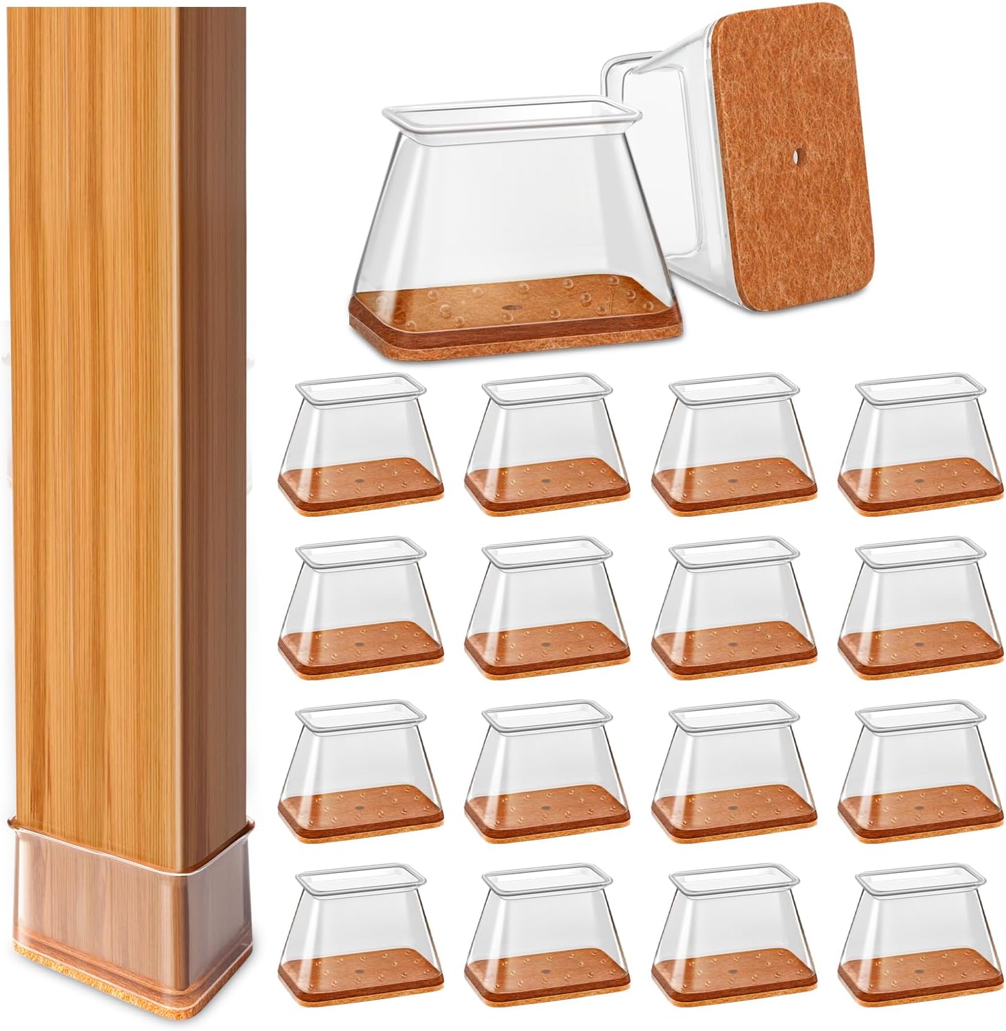 28Pcs Chair Leg Floor Protectors Rectangle for Hardwood Floors Silicone ...