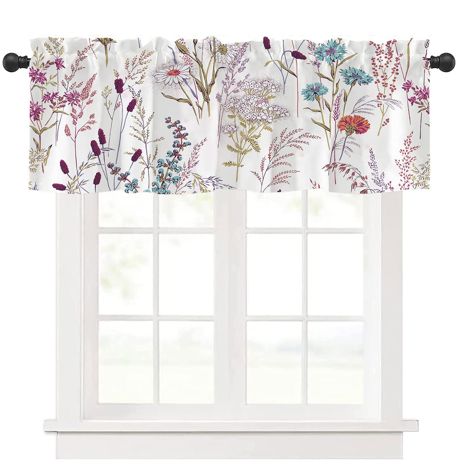 Amazon.com: Mightree Kitchen Curtains Valances, Rod Pocket Valances for ...